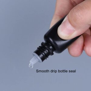 FZBNSRKO 50pcs 5ml Empty Black Plastic Squeezable Dropper Bottles Eye Liquid Dropper Bottles with Childproof Cap,Color in Random