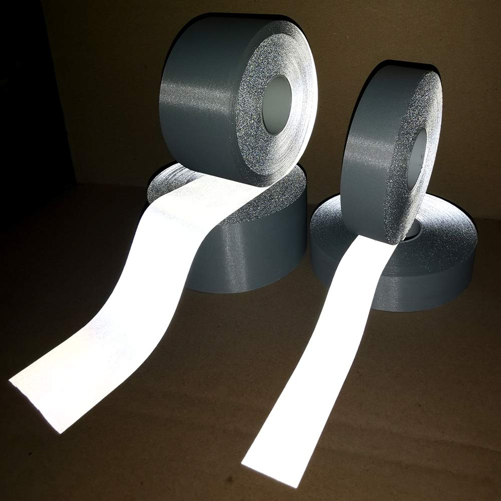 JINBING Sew On Silver Reflective Fabric Polyester Material DIY Tape for Clothing (1inch x 164feet)