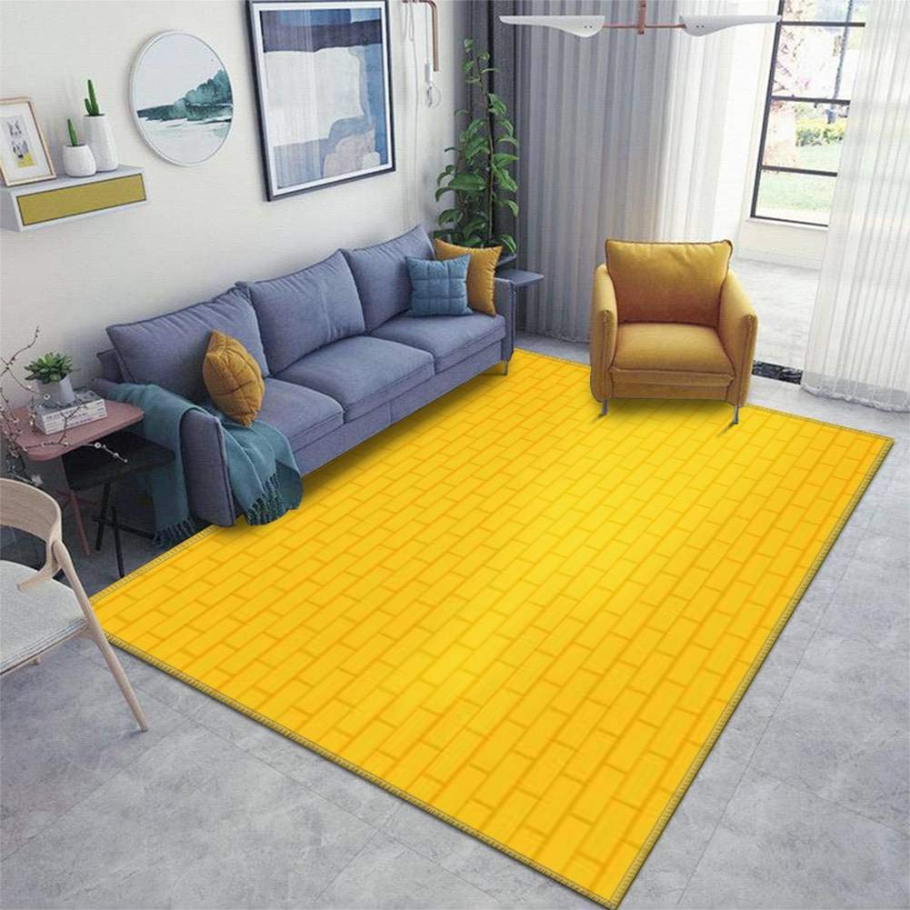 Yellow Brick Tile Wall Vector Area Rugs Floor Mat Non Slip Table Blanket Rugs Soft Door Mat Nursery Carpet for Living Room Home Indoor Outdoor Runner Rugs