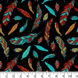 whimsy feathers black cotton fabric, 1 yard precuts