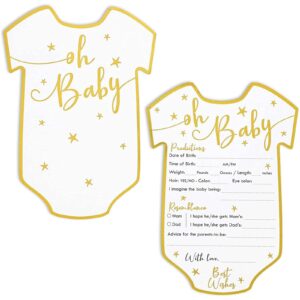 baby shower predictions and advice cards, 50 pack, gold foil, 5 x 7 in