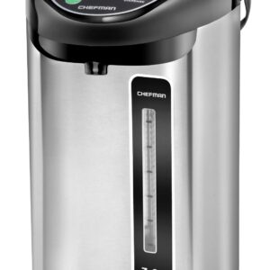 Chefman Electric Hot Water Pot Urn w/Auto & Manual Dispense Buttons, Safety Lock, Instant Heating for Coffee & Tea, Auto-Shutoff & Boil Dry Protection, Insulated Stainless Steel, 3.6L/3.8 Qt/20+ Cups