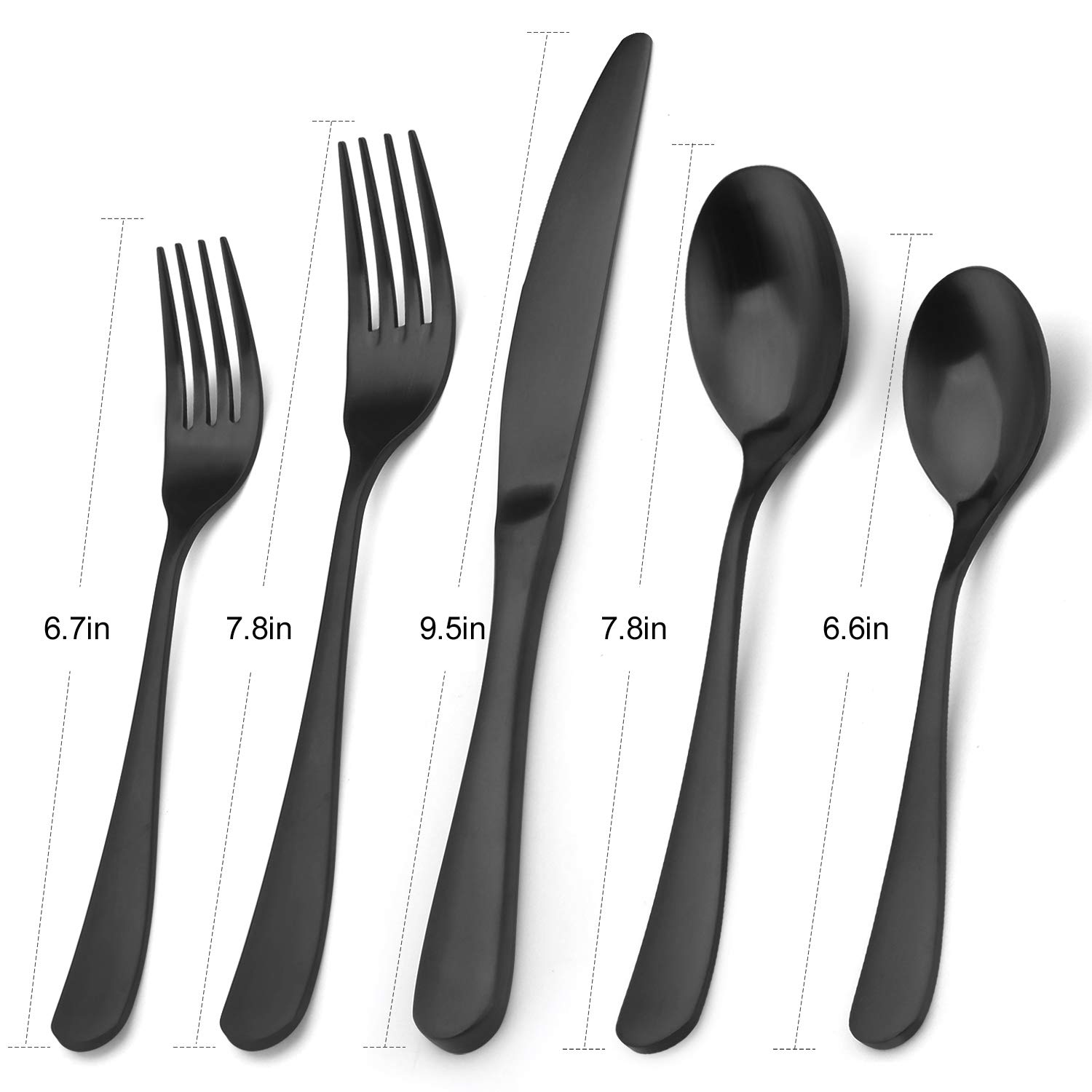 Matte Black Silverware Set, Bysta 20-Piece Stainless Steel Flatware Set, Kitchen Utensil Set Service for 4, Tableware Cutlery Set for Home and Restaurant, Satin Finish, Dishwasher Safe