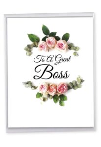 the best card company jumbo boss's day greeting card from us 8.5 x 11 inch with envelope (1 pack) oversize jumbo co-worker elegant flowers j4175abog-us