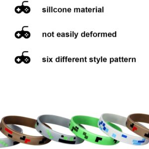 JOVITEC Pixelated Miner Style Character Wristband Bracelets Silicone Wristbands, Pixelated Theme Bracelet Designs for Mining Themed Style Party Supplies(24 Pieces,Style 1)