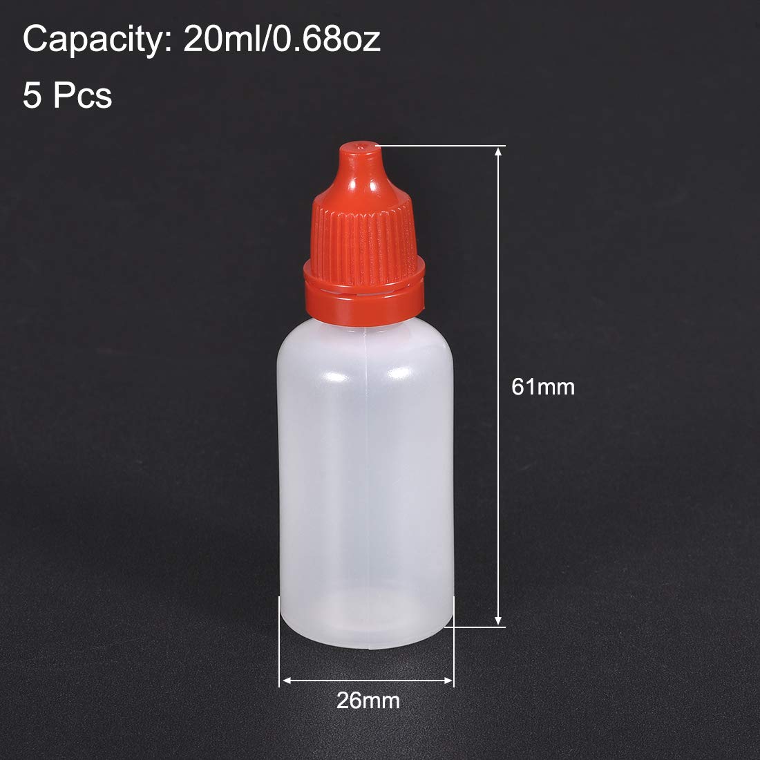 uxcell Plastic Dropper Bottles, 20ml/0.68 oz Empty Squeezable Dropper Bottle with Cap, Red, Pack of 5