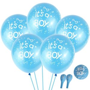 50 pcs 12 inch baby boy shower balloons party decoration, featy - it's a boy - zapikic latex balloons for wedding birthday baby shower party diy decoration blue colors