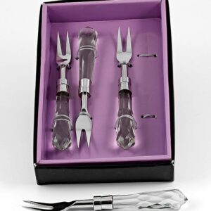 Fork Cutlery Set - For Fruit - Dessert -Cake- Appetizer Tasting Forks - Stainless Steel with Crystal Handle - 5.75" Long - Beautifully Gift Boxed - Set of 4 - by Barski -