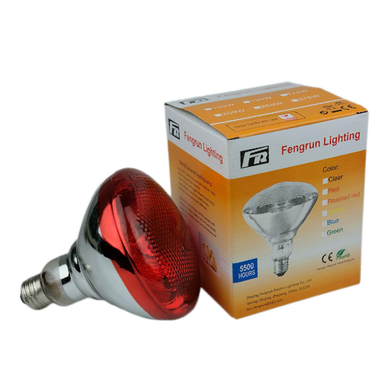 Fengrun Infrared Bulb Red Hard Explosion-Proof Glass Infrared Heat Lamp Bulb for Chicks, Chicken, Pet, Bathroom Warming Light Bulb (120V,150W)