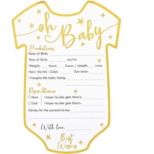 Baby Shower Predictions and Advice Cards, 50 Pack, Gold Foil, 5 x 7 in