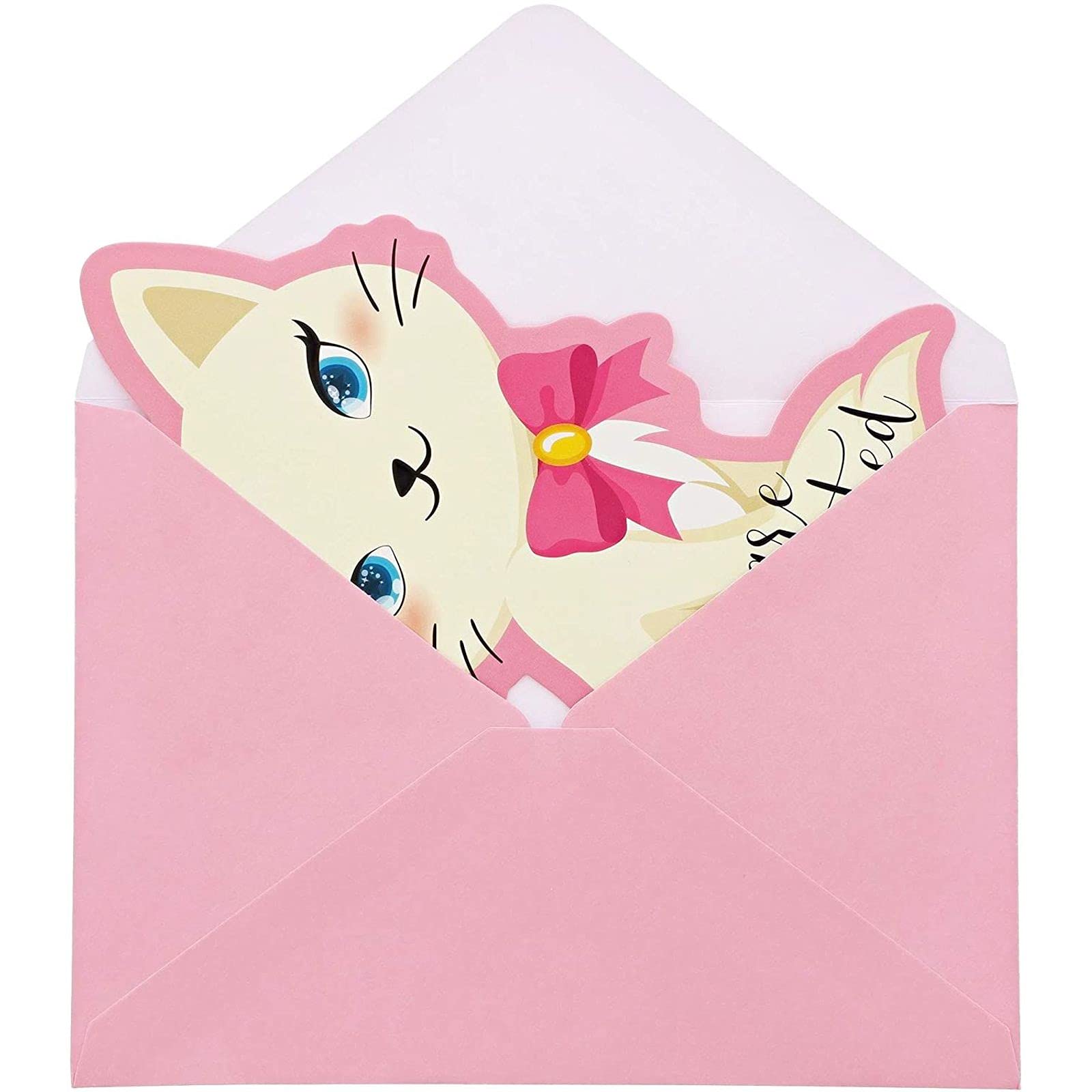 BLUE PANDA - Cat Birthday Party Invitations with Envelopes (5 x 7 in, 36 Pack)