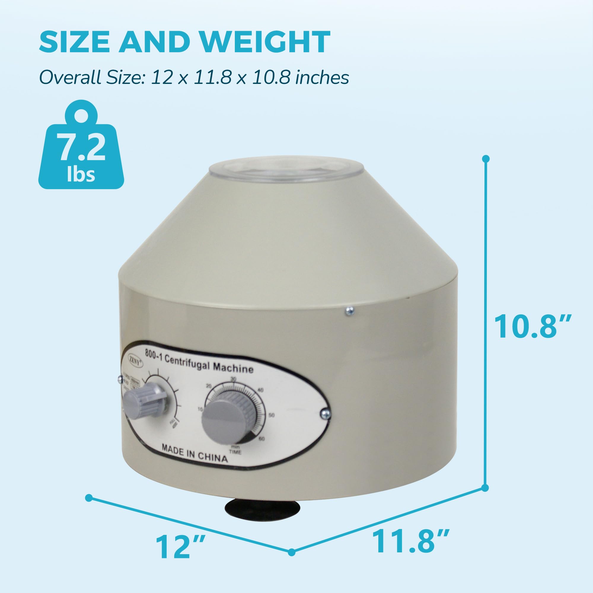 JupiterForce Electric Lab Centrifuge Machine Capacity 20 ml x 6,4000 RPM, 110V Mini Desktop Laboratory Centrifuge Medical Practice with Timer and Speed Control