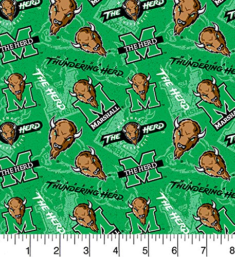 SYKEL ENTERPRISES Marshall University Cotton Fabric with New Tone ON Tone Design Newest Pattern