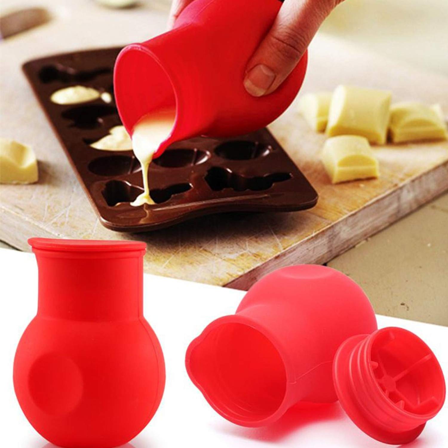 DD-life 3 Pcs Silicone Chocolate Melting Pot, Butter Sauce Milk Microwave Baking Pouring Tool