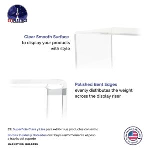 Marketing Holders 4 Pack Clear Acrylic Riser Stand 7" POP Display Retail Products Bench Plexiglass Merchandising One Piece See Through Podium Showcase Counter or Tabletop Decor Platform