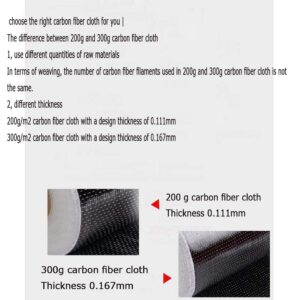 SOFIALXC Carbon Fiber Fabrics Cloth Sheet 300g/m²,30cmx333cm/0.98ft x10.9ft