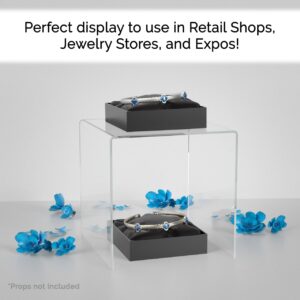 Marketing Holders 4 Pack Clear Acrylic Riser Stand 7" POP Display Retail Products Bench Plexiglass Merchandising One Piece See Through Podium Showcase Counter or Tabletop Decor Platform