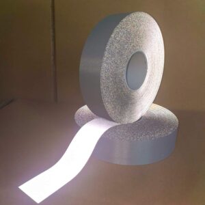 JINBING Sew On Silver Reflective Fabric Polyester Material DIY Tape for Clothing (1inch x 164feet)