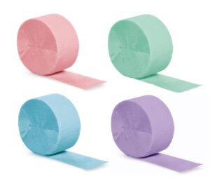 pastel rainbow birthday party decoration crepe paper streamers (4 pack)