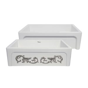 whitehaus collection whsiv3333or-platinum st. ives front apron kitchen sink, white/platinum