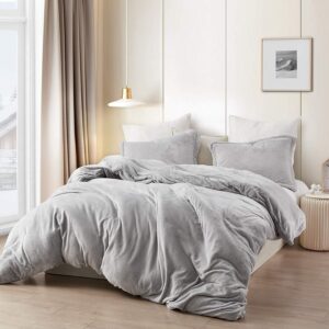 coma inducer queen duvet cover set - wait oh what - tundra gray