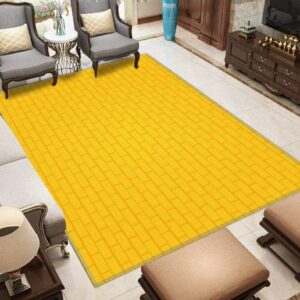 Yellow Brick Tile Wall Vector Area Rugs Floor Mat Non Slip Table Blanket Rugs Soft Door Mat Nursery Carpet for Living Room Home Indoor Outdoor Runner Rugs