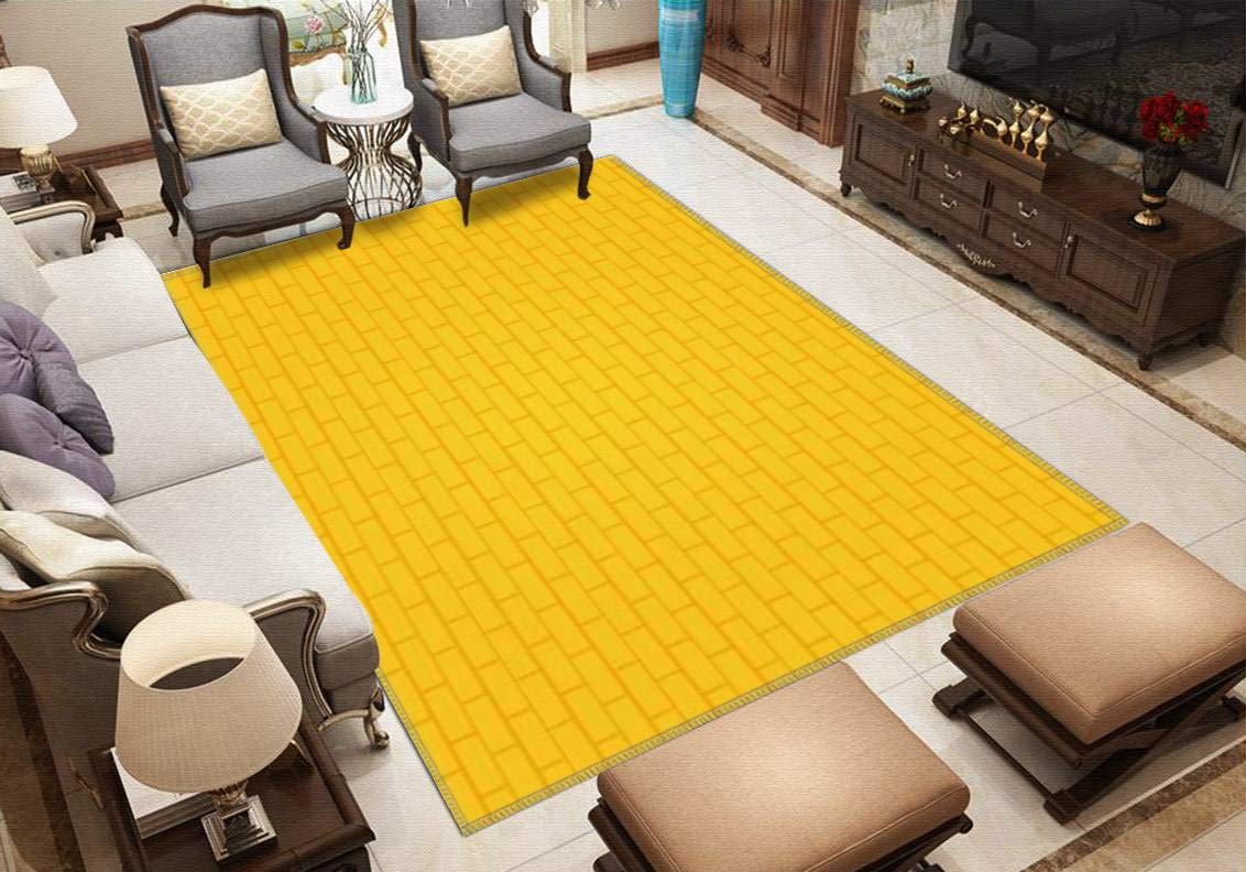 Yellow Brick Tile Wall Vector Area Rugs Floor Mat Non Slip Table Blanket Rugs Soft Door Mat Nursery Carpet for Living Room Home Indoor Outdoor Runner Rugs