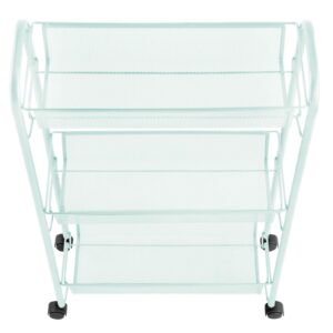 mDesign Steel Rolling Utility Cart Storage Organizer Trolley with 3 Basket Shelves for Laundry Room, Mudroom, Garage, Bathroom Organization - Holds Detergents, Hand Soap - Biro Collection, Mint Green