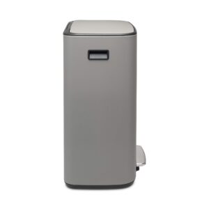 Brabantia Bo Step-On Pedal Trash Can - 16 Gal Inner Bucket (Mineral Concrete Gray) Waste/Recycling Garbage Can, Removable Compartment