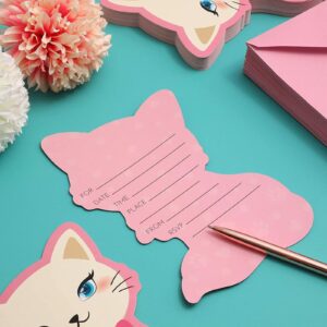 BLUE PANDA - Cat Birthday Party Invitations with Envelopes (5 x 7 in, 36 Pack)