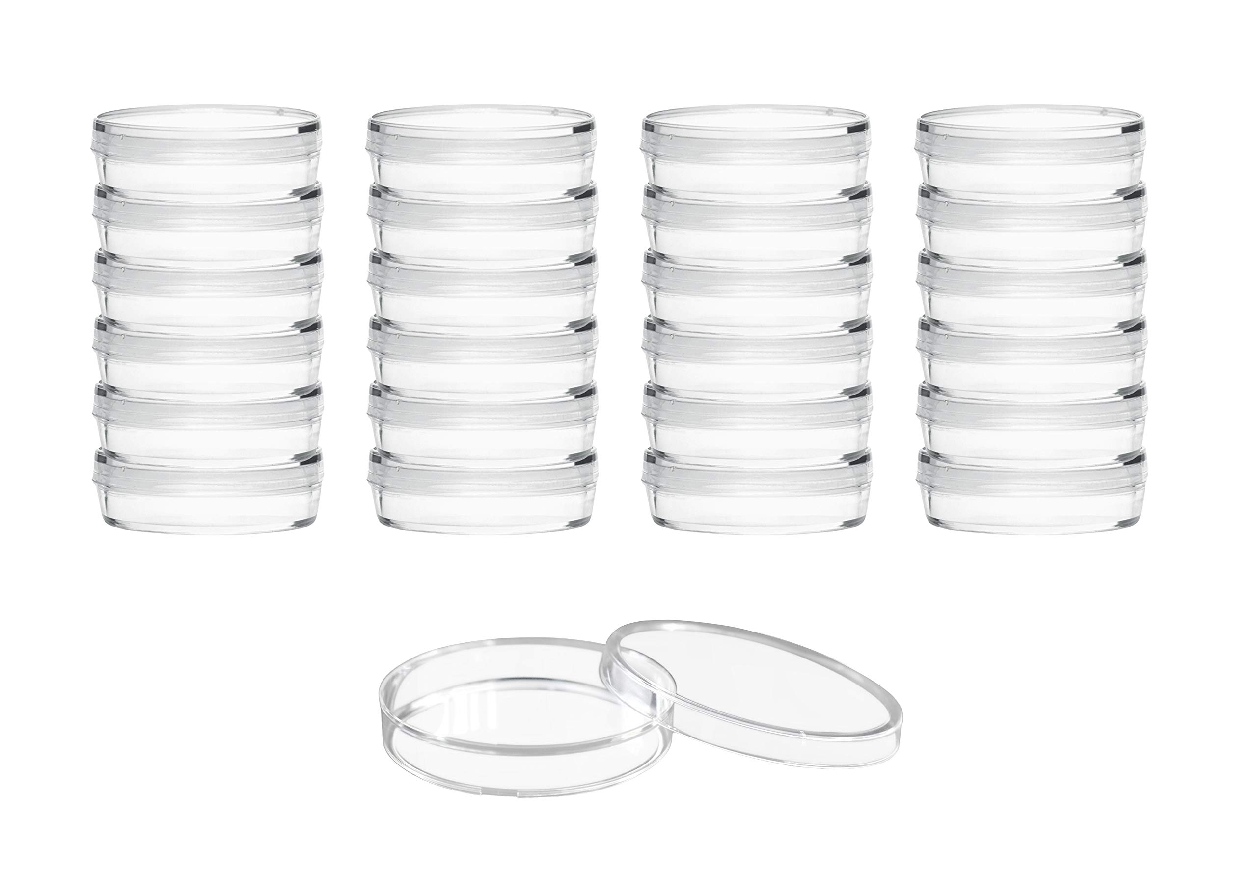 EISCO 25PK Disposable Petri Dish with Lid - Sterile - 35x15mm - Polystyrene - Triple Vented - Transparent