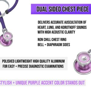 Dual Head Sprague Rappaport Stethoscope with Matching Chest Piece (Purple)