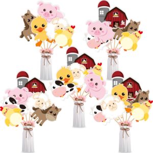 blulu 28 pieces farm animal party decorations farm animals centerpiece sticks animals cutouts table toppers for theme party birthday party baby shower supplies (farm animal)