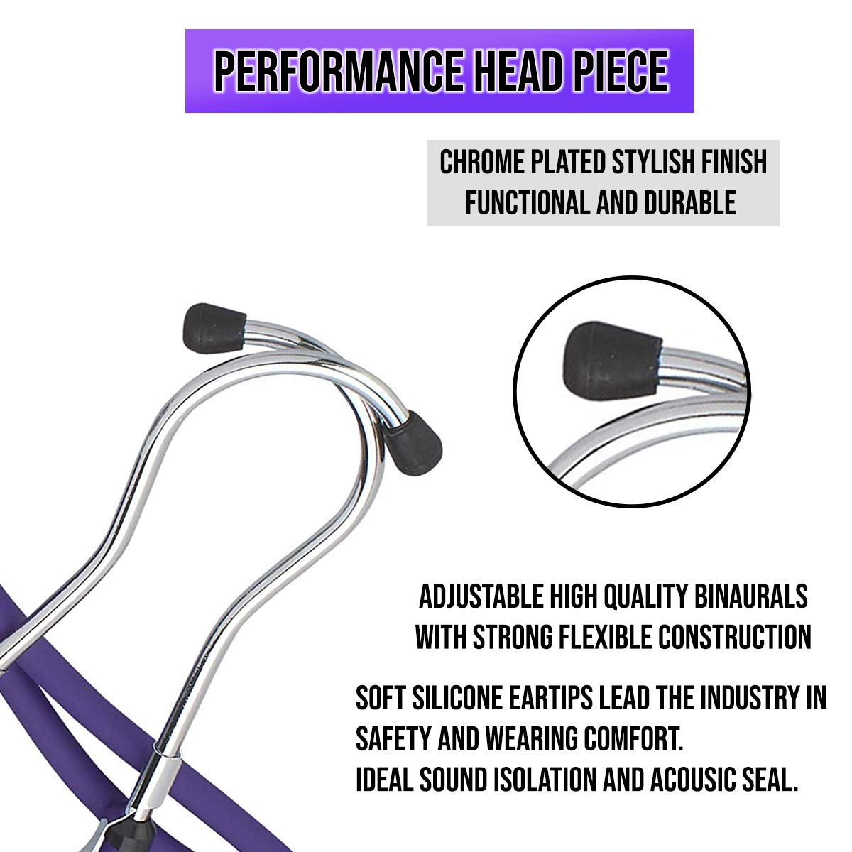 Dual Head Sprague Rappaport Stethoscope with Matching Chest Piece (Purple)