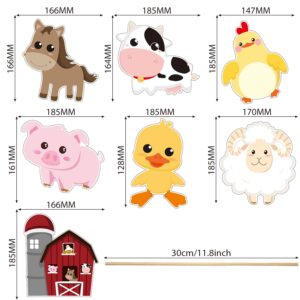 Blulu 28 Pieces Farm Animal Party Decorations Farm Animals Centerpiece Sticks Animals Cutouts Table Toppers for Theme Party Birthday Party Baby Shower Supplies (Farm Animal)