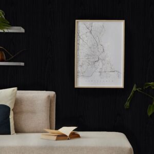 Fiula Black Wood Wallpaper Black Wallpaper Peel and Stick Wallpaper 197”×17.5” Self Adhesive Wallpaper Removable Wallpaper Stick and Peel Wallpaper Black Wood Grain Wallpaper Vinyl Wallpaper