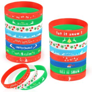 coogam 40pcs christmas silicone bracelets, xmas rubber wristbands accessories gift for kids adults stocking stuffers, new year holiday decoration wrist band party supplies favors