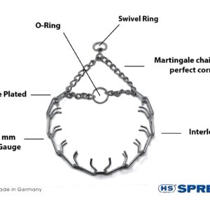 Herm Sprenger Prong Dog Training Collar Ultra-Plus Chrome Plated Steel Pet Pinch Anti Pull Collar for Dogs Made in Germany 22in x 3.0mm (Neck Size up to 18in) Medium