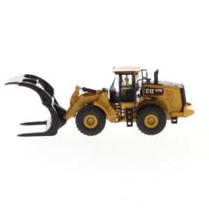 CAT Caterpillar 972M Wheel Loader with Log Fork and Operator High Line Series 1/87 (HO) Scale Diecast Model by Diecast Masters 85950