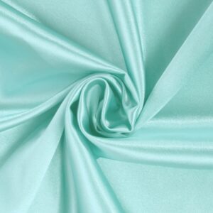 stretch charmeuse satin polyester fabric for wedding dress by the yard (aqua blue)