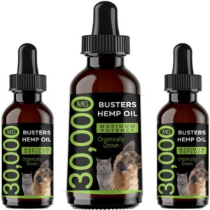 busters hemp oil for dogs, 3pack, calming, pain relief for dogs and pets, advanced mobility support