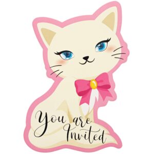 BLUE PANDA - Cat Birthday Party Invitations with Envelopes (5 x 7 in, 36 Pack)