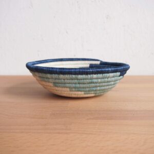 Small African Basket- Rususa/Rwanda Basket/Woven Bowl/Sisal & Sweetgrass Basket/Blues, White