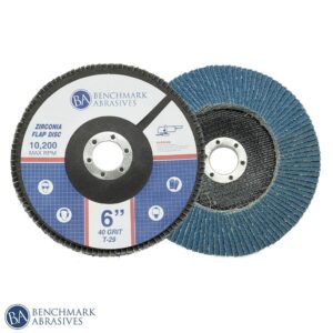 Benchmark Abrasives 6" x 7/8" Premium High Density Jumbo Zirconia Type 29 Flap Discs for Angle Grinder, 6 Inch Sanding Discs, Finishing, Deburring, Rust Removal - (10 Pack) 40 Grit