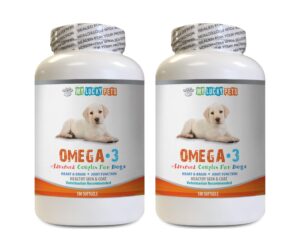 my lucky pets llc dog skin and coat supplements - dog omega 3 fatty acids - fish oil - best heart brain skin and joint health - vet recommended - dog fish oil omega 3-2 bottles (360 softgels)