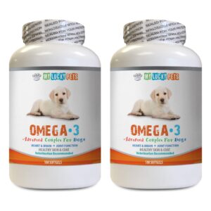 MY LUCKY PETS LLC Dog Skin and Coat Supplements - Dog Omega 3 Fatty ACIDS - Fish Oil - Best Heart Brain Skin and Joint Health - Vet Recommended - Dog Fish Oil Omega 3-2 Bottles (360 Softgels)