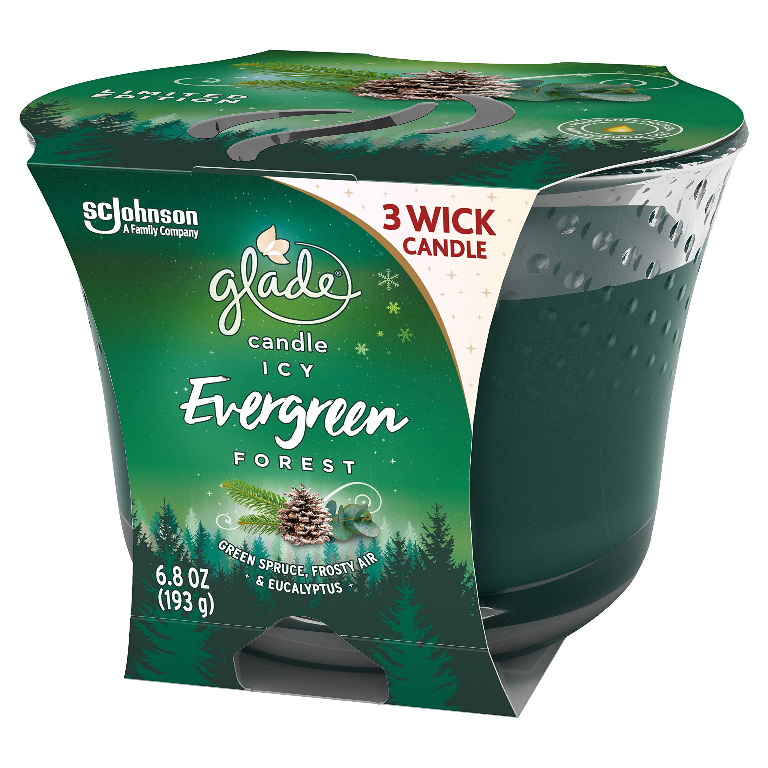 Glade 3-Wick Candle - ICY Evergreen Forest - 6.8oz