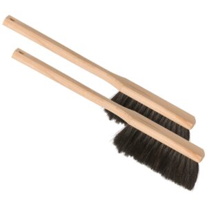 redecker horsehair workshop brush with extra-long beechwood handle, set of 2, stiff natural bristles, 17 inches, made in germany