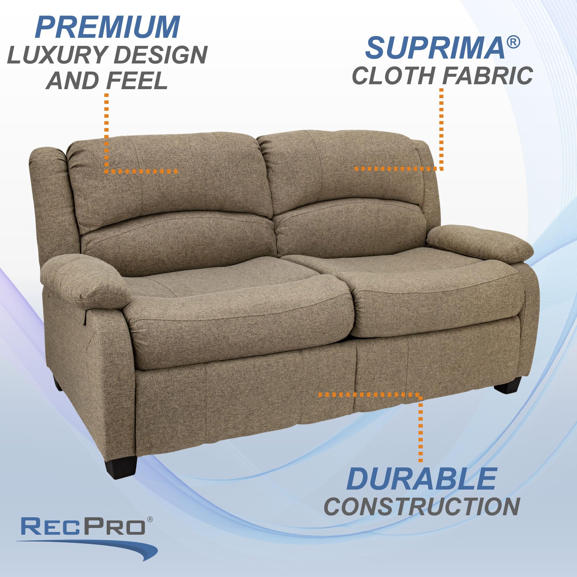 RecPro 65" RV Hide A Bed Loveseat | Cloth | Memory Foam Mattress | Pull Out Couch | Living Room Furniture (Oatmeal)