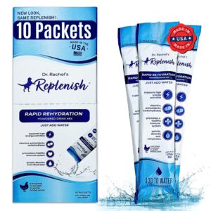 replenish dog recovery water supplement - dog rehydration liquid & powder dog electrolytes - vet formulated electrolytes for dogs & dog water - all natural hydration for dogs -10 packets - (pack of 1)